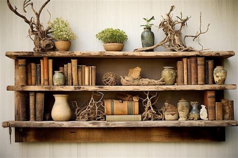 Premium Photo Photo Rustic Bookshelf Arrangement