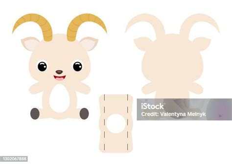 Diy 귀여운 염소 초콜릿 계란 홀더 템플릿 부활절 달걀소매 종이 상자 인쇄 가능한 색상 구성표입니다 레이저 절단 벡터 템플릿