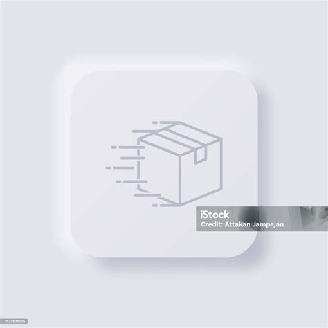 빠른 상자 이동 빠른 배달 개념 아이콘 웹 디자인 응용 프로그램 Ui 등을 위한 White Neumorphism 소프트 Ui 디자인 버튼 벡터 3차원 형태에 대한 스톡 벡터