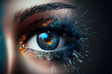 Close Up On Eye Scan Technology Digital Information Data Eye Sight