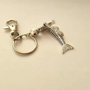 Mermaid Skeleton Fiji Mermaid Keychain Ring And Clip Etsy