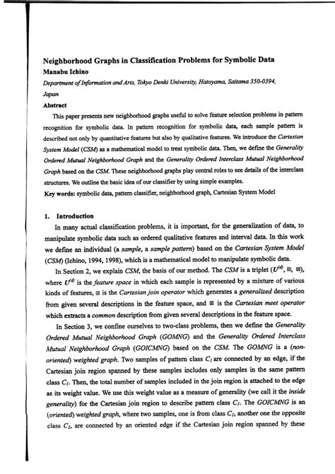 Pdf Neighborhood Graphs In Classification Problems For Symbolic Data