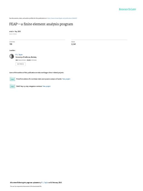 Feap Version 83 User Manual A Comprehensive Guide To Using The Finite Element Analysis Program