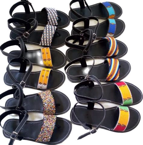 6pairs Of Masaai African Sandalsbeaded Leather Sandals T For Her B Afrikrea