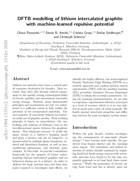 Pdf Dftb Modeling Of Lithium Intercalated Graphite With Machine Learned Repulsive Potential