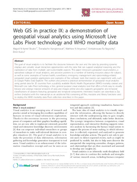 Pdf Web Gis In Practice Ix A Demonstration Of Geospatial Visual Analytics Using Microsoft