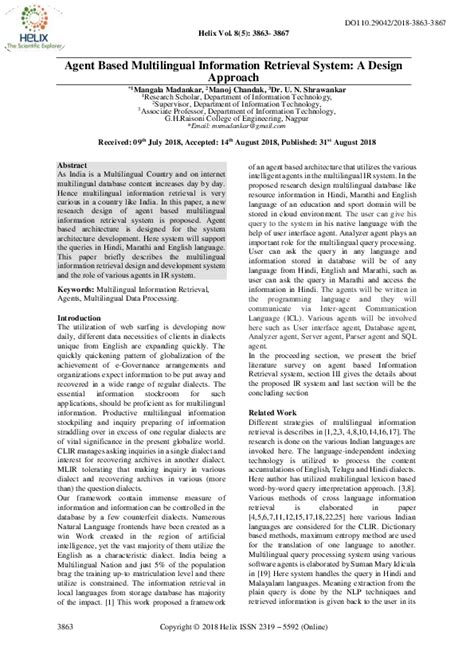 Pdf Agent Based Multilingual Information Retrieval System A Design Approach