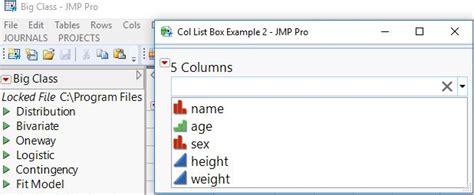 Jsl Selecting Cols With Filter Col Selector And Hot Spot Functionality Show Filt Jmp User