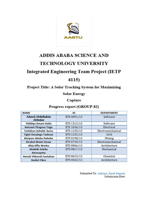 Progress Report Final Pdf Solar Power Photovoltaics