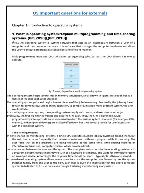 Os Important Questions For Externals Pdf Operating System Process