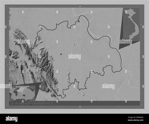 Ha Nam Province Of Vietnam Grayscale Elevation Map With Lakes And