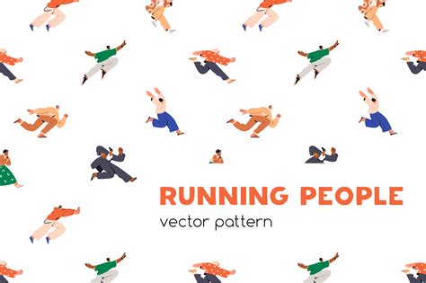 People Running Fast Seamless Pattern Graphic Patterns ~ Creative Market