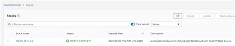 Automate Deployment Of An Amazon Quicksight Analysis Connecting To An Amazon Redshift Data