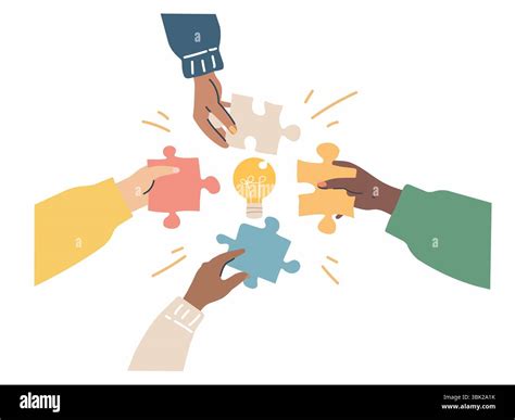 Collaboration In Problem Solving Through Puzzle Pieces Vector