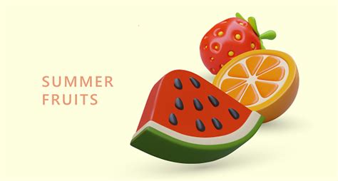 여름 과일과 열매 현실적인 딸기 오렌지 반 수박 슬라이스 3차원 형태에 대한 스톡 벡터 아트 및 기타 이미지 3차원 형태 개체 그룹 건강한 식생활 Istock