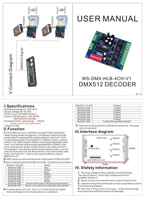 5 36v 4ch Rgbw Dmx Controller Dmx512 Decoder Ws Dmx Hlb 4ch 700ma