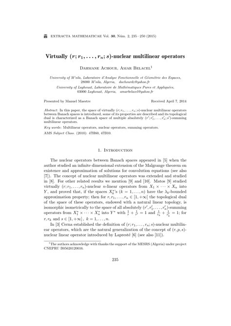 Pdf Virtually R R1 Rn S Nuclear Multilinear Operators