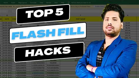 Top 5 Flash Fill Hacks Save 4 Hours Daily On Excel Excel Flash Fill Youtube