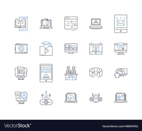 Modem Line Icons Collection Connection Transmit Vector Image