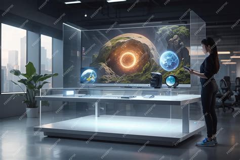 Premium Ai Image Spatial Holographic Displays Interactive 3d Workspace Visualizationspatial