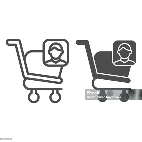 소비자 바구니 계정 라인 및 글리프 아이콘입니다 시장 트롤리 고객 아바타 상거래 벡터 디자인 개념 흰색 배경에 윤곽 스타일 그림 웹 및 응용 프로그램에 사용 Eps 10