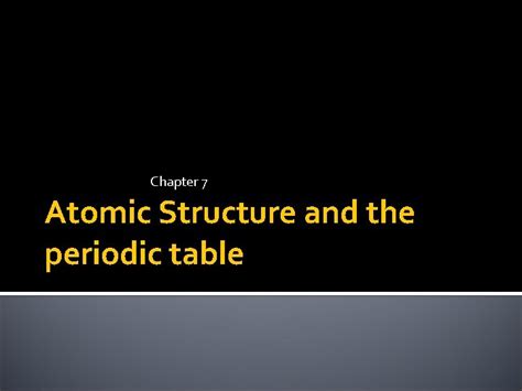 Chapter Atomic Structure And The Periodic Table