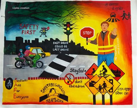 Road Safety Poster Poster Drawing Drawing Competition Easy Drawings