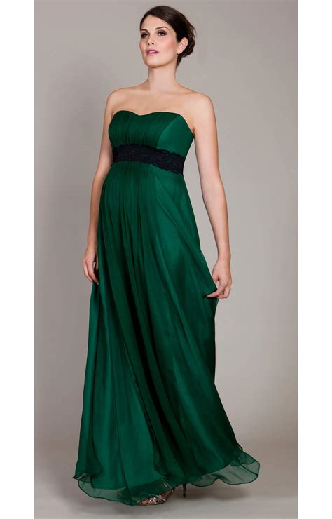 Emerald Maternity Gown With Black Lace Sash Maternity Wedding Dresses
