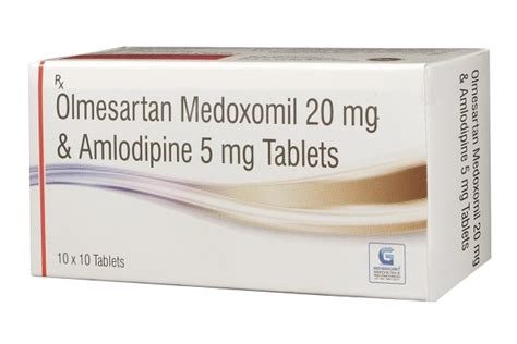 Olmesartan Medoxomil 20 Mg Amlodipine 5 Mg 10 Tablets