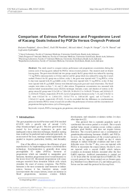 Pdf Comparison Of Estrous Performance And Progesterone Level Of