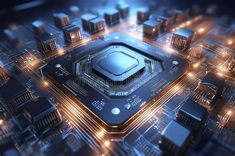 Chip Microchip Electronic Circuit Board Close Up Stock Illustration Illustration Of Night