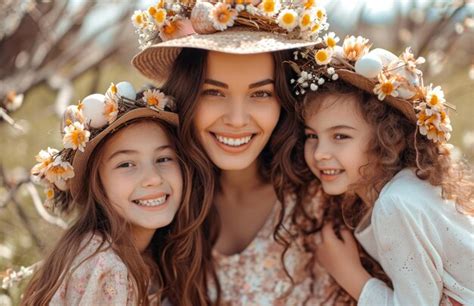 Premium Photo Mother And Girls Celebrating Easter