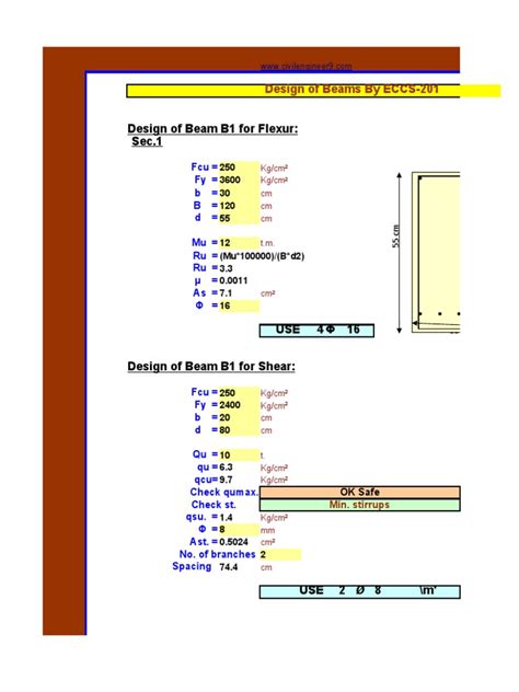 Beam Design Excel Sheet Pdf