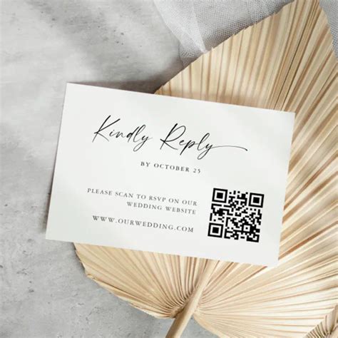 Elegant Simple Minimalist Calligraphy QR Code RSVP Card Zazzle