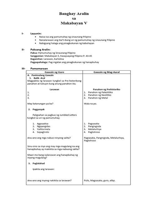 Banghay Aralin Sa Makabayan Pdf
