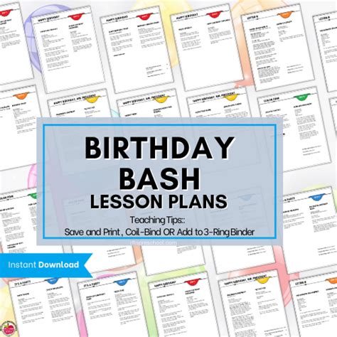 Birthday Bash Unit Plans Theme Lesson Plans Activities Printables PreK Prebabe