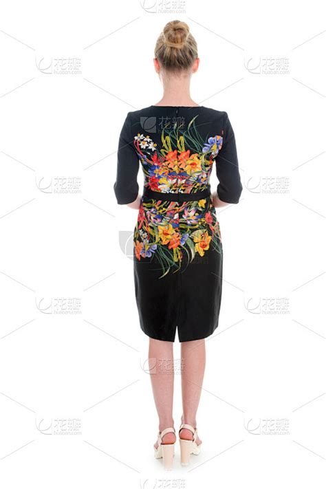 可爱的 连衣裙 女孩 背面视角 垂直画幅 美 形状 美人 纸板 白人
