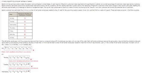 Solved A Linear Programming Computer Package Is Needed Day