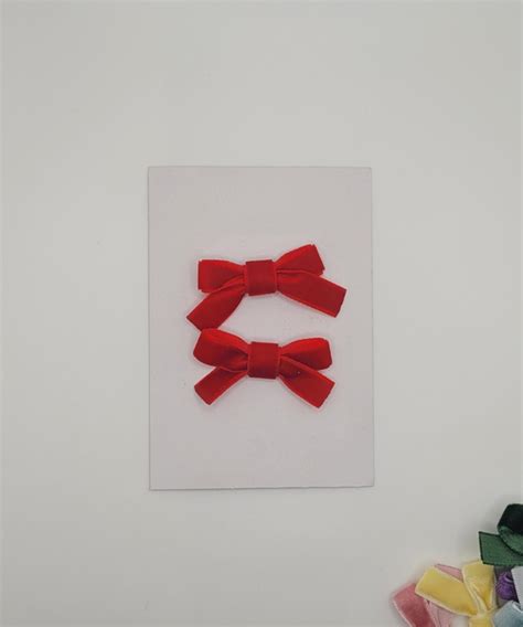 2개세트 미니 벨벳 리본 돌 아기 삔 신생아 머리핀 유아 여아 에이블리