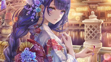 Raiden Shogun Looking Gorgeous In Kimono Dress On Festival Night 2k