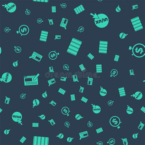 Set Color Palette Guide UI UX Design And Time Is Money On Seamless Pattern Vector Stock