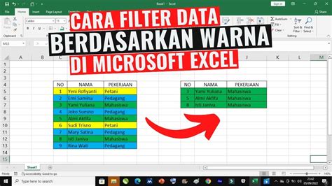 Cara Filter Data Berdasarkan Warna Di Microsoft Excel Youtube