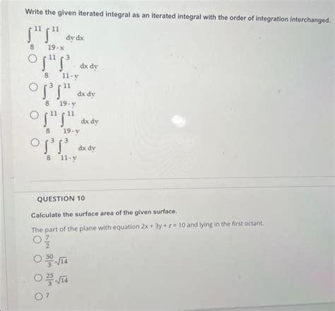 solved write the given iterated integral as an iterated