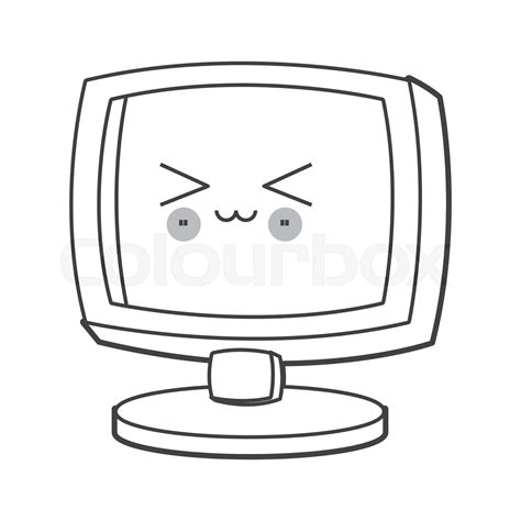 Flat Design Kawaii Computer Icon Vector Illustration Colourbox