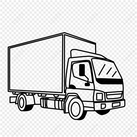 Side Transport Van Container Truck Clip Art Black And Whiteline Draft