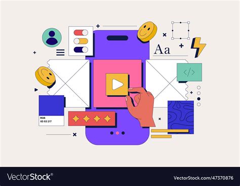 Modern Flat Line Concept Of App Development Vector Image