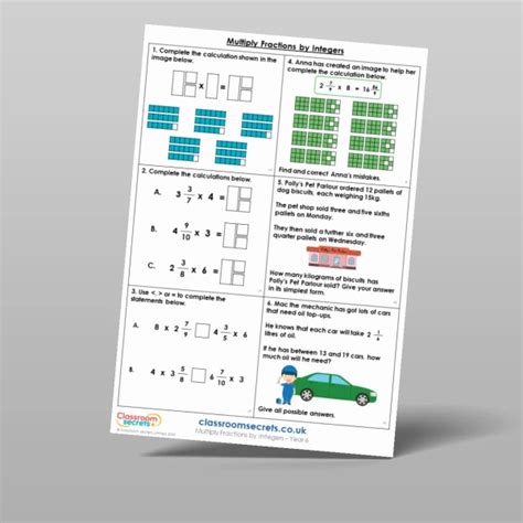 Year 6 Multiply Fractions By Integers Supporting Activity Resource Classroom Secrets