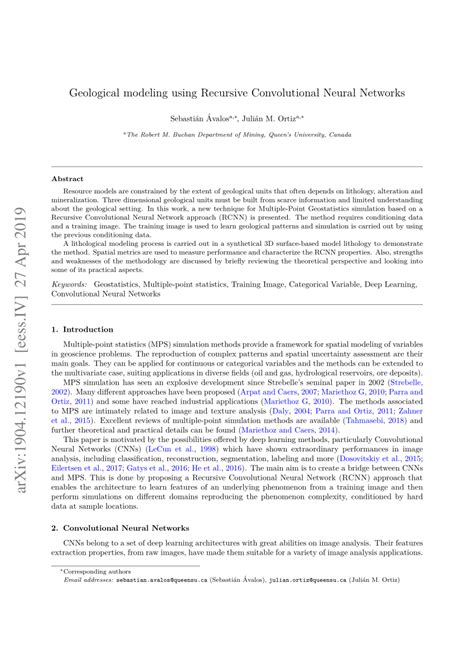 Pdf Geological Modeling Using A Recursive Convolutional Neural