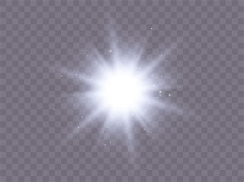 흰색 빛나는 빛은 투명한 배경에서 폭발합니다 Bright Star 투명 빛나는 태양 프리미엄 벡터