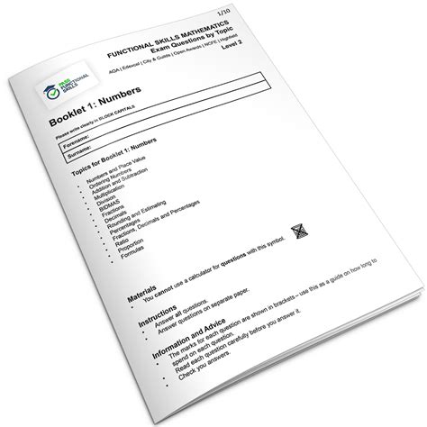 Functional Skills Maths Level 2 Worksheets By Topic Pass Functional Skills